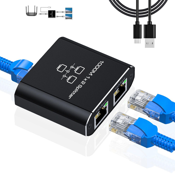 Сетевой разветвитель 1000 Мбит/с RJ45 для интернет кабеля CAT6 1на 2 ...