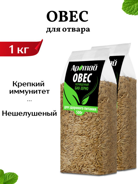 Овес для заваривания, для отваров, в оболочке, био семена, зерно ...
