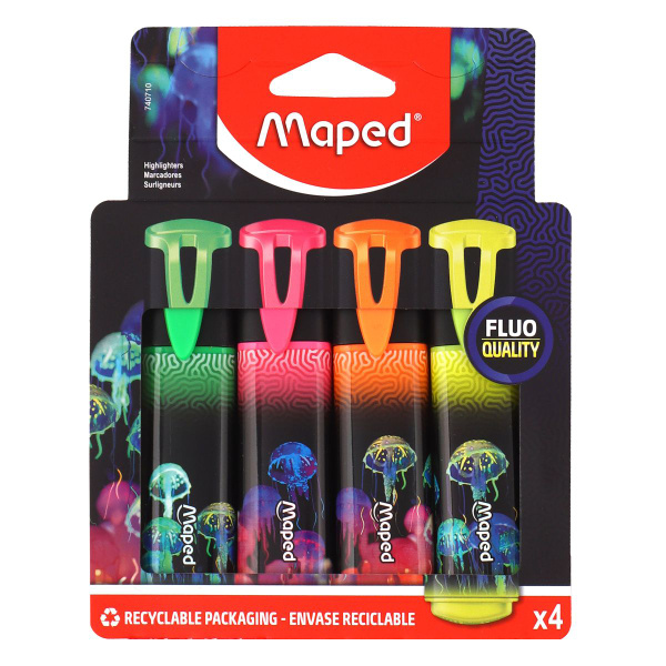 Набор текстовыделителей 4 шт, 1-5 мм, скошенный, 4 цвета Deepsea ...