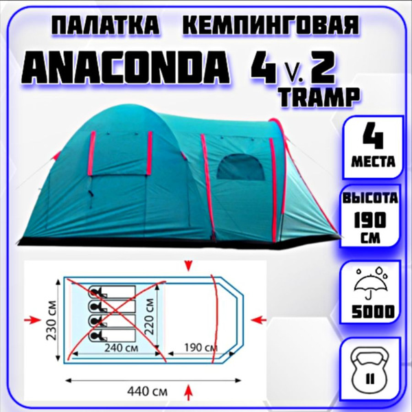 Палатка 4-местная Anaconda 4 v.2 - купить по выгодной цене в интернет ...
