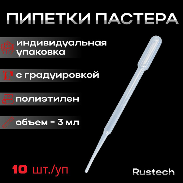 Пипетки Пастера ПЭ, 3 мл, с градуировкой, стерильные, 10 шт/уп - купить ...