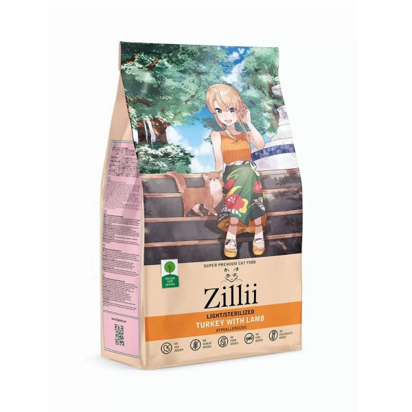 ZILLII Light/Sterilized Cat Сухой корм для взр. кошек с избыт. весом и ...