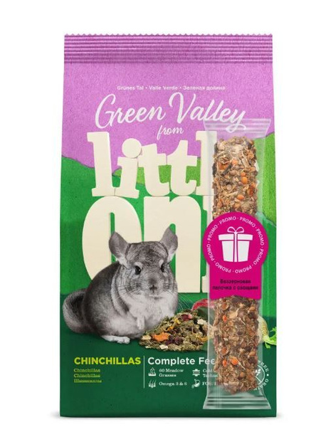 Little one Корм сухой для шиншилл из разнотравья Зеленая долина, 750 г ...