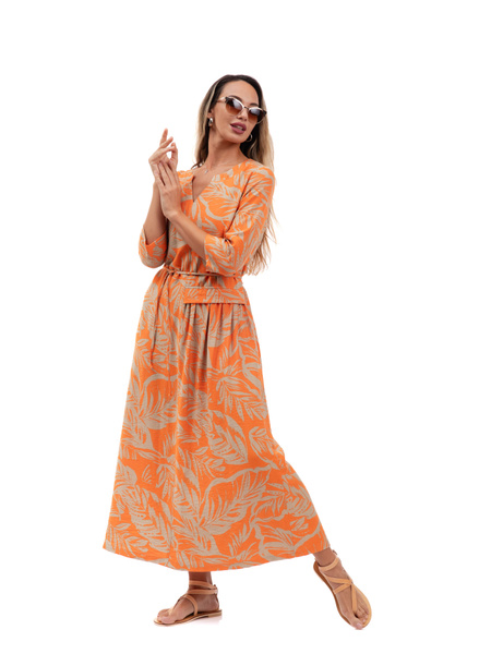 Платье Женский Rosso Style оранжевый Короткий, размер 44 Без застежки купить c доставкой на OZON ...