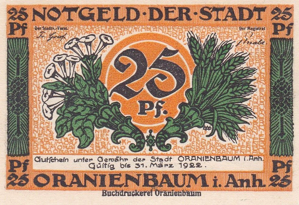 Германия (Веймарская Республика) Ораниенбаум 25 пфеннигов 1921 г. (№1) купить на OZON по низкой ...