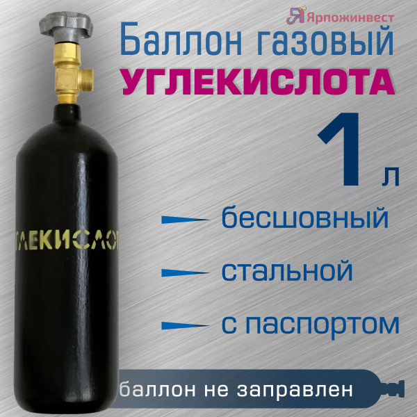 Баллон газовый УГЛЕКИСЛОТА 1л бесшовный ЯрпожИнвест, пустой - купить с ...