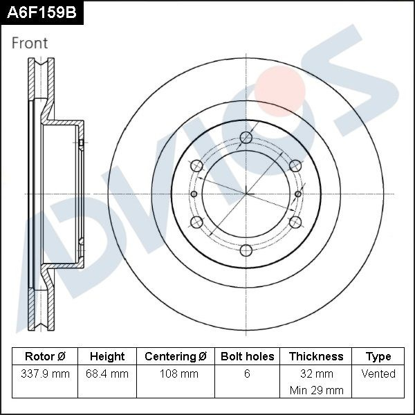 Диск тормозной передний (f) toyota land cruiser prado j150 (09 ...
