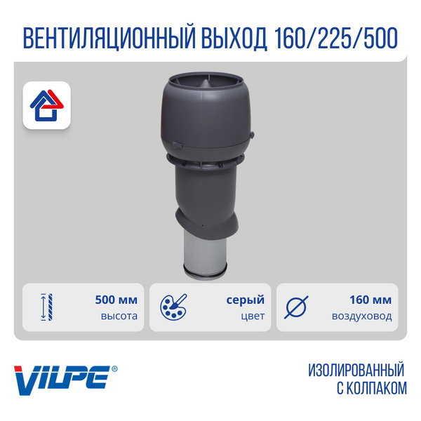 Теплоизолированный вентиляционный выход 160/225/500 подходит проходной ...