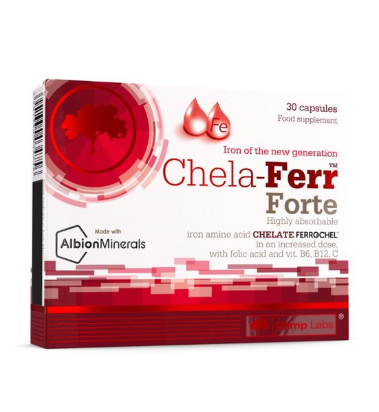 Olimp Labs Chela-Ferr Forte, Железо + Витамин С + В6 + В12 + Фолиевая ...