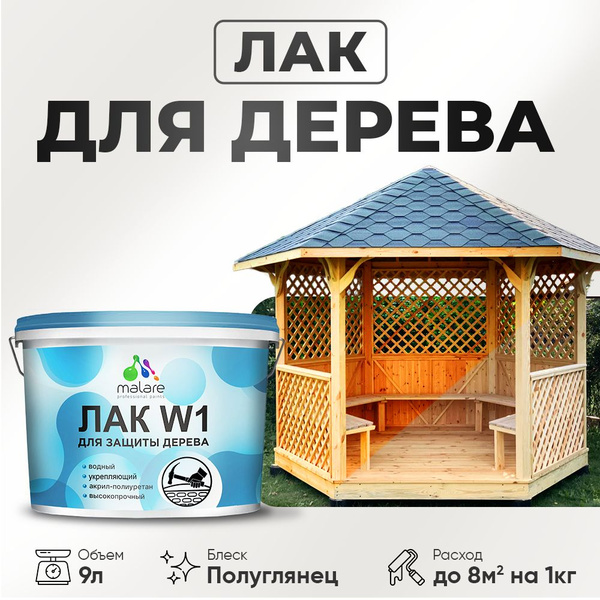 Лак водный для дерева Malare W1 для деревянных и минеральных ...