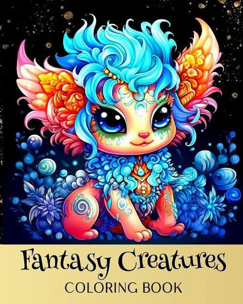 Fantasy Creatures Coloring Book: Fantasy Coloring Pages with Cute ...
