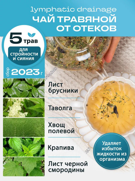 Чай лимфодренажный от отеков травяной сбор - купить с доставкой по ...