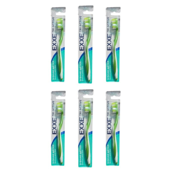 EXXE зубная щетка tri-active 1 шт, 6уп купить на OZON по низкой цене (1616086215)