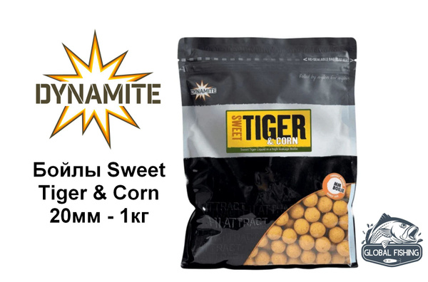 Бойлы тонущие Dynamite Baits Sweet Tiger & Corn 20мм - 1кг - купить с доставкой по выгодным ...