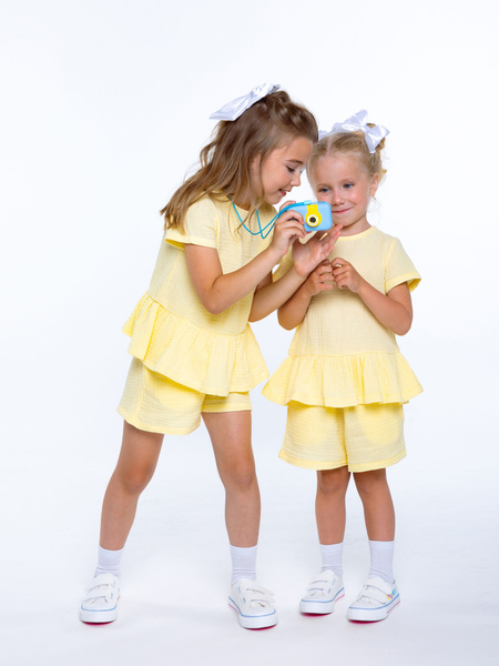 Комплект одежды Девочки LELU KIDS Домашний двойка желтый, размер 122 Муслин Танцы Однотонный ...