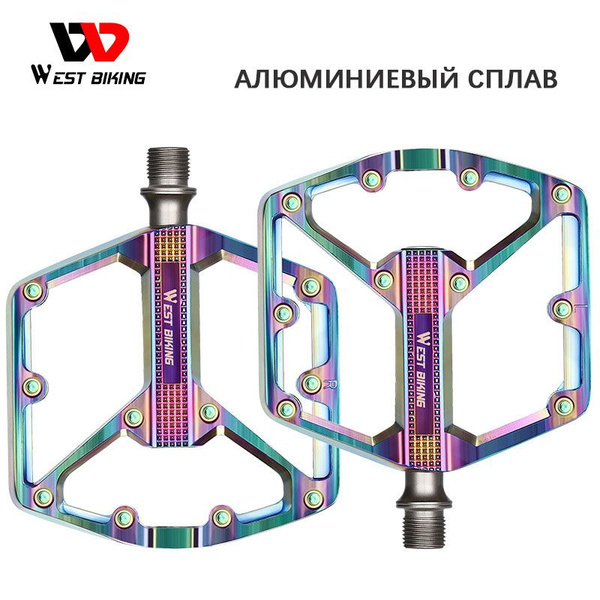 цвет Педали велосипедные West Biking 2 шт, алюминиевые, с подшипниками ...