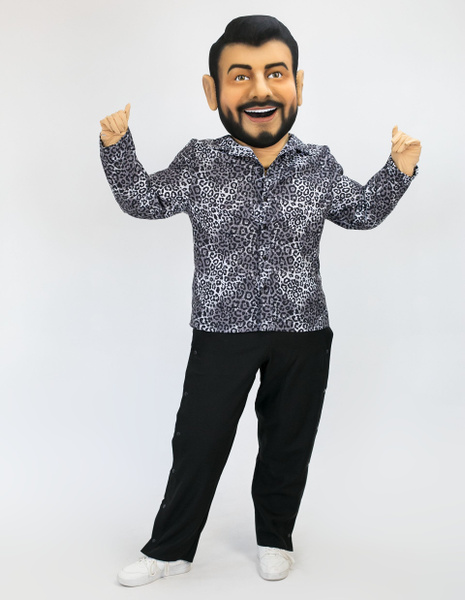 Ростовая кукла звезды эстрады Супер Миша в серой леопардовой рубашке, р ...