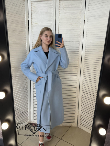 Пальто Milliant, Демисезон, размер 50, цвет голубой, голубой лед ...