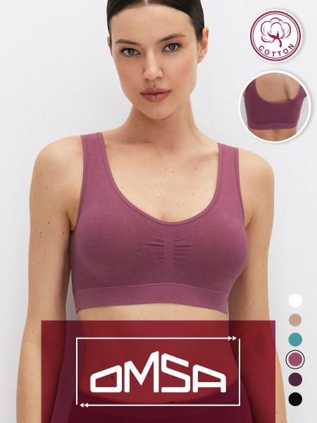 Кроп-топ Женский Omsa ягодный, размер 46 Бретельки Повседневный Китай облегающий Без застежки ...