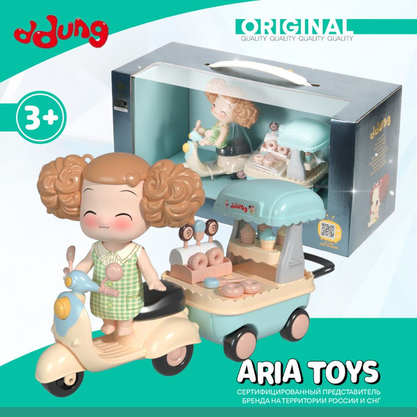 Игровой набор, мото-тележка с мороженым, передвижное кафе с куклой 10 см, DDung SD662 купить на ...