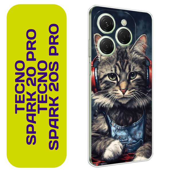 Чехол на Текно Спарк 20 Про Техно Спарк 20С Про Tecno Spark 20 Pro 20s Pro с принтом Кот в