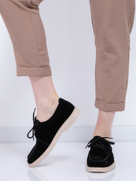 Полуботинки Женский Ascalini черный, размер 40 Демисезон 8 Шнурки Стандартный низкий (до 4 см ...