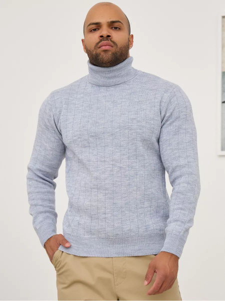 Свитер Мужской Plover Wear светло-синий Шерсть, Акрил, размер 54 Без ...