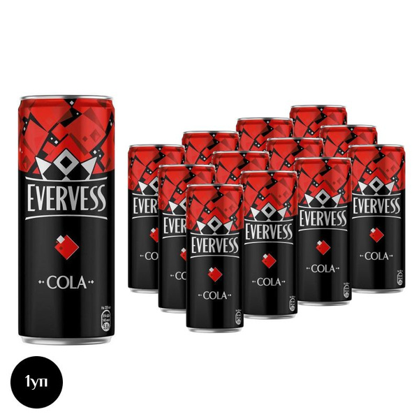 Напиток Evervess Cola газированный ж/б 0,33л 12шт/уп, 1 уп - купить с ...