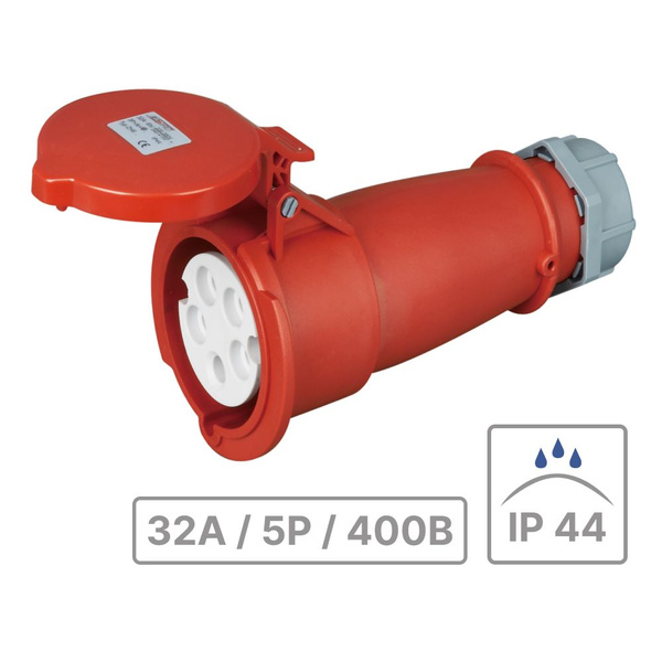 Розетка кабельная уличная с крышкой 32А 5P (3Р+N+Е) 400В JESIRO ...