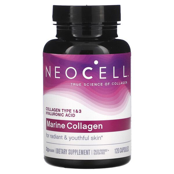 NeoCell, морской коллаген + гиалуроновая кислота, Marine Collagen, 120 ...