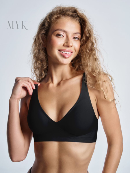 Бюстгальтер Женский MissYourKiss без косточек, бесшовный, размер 75B, 70C черный кварц Нейлон ...
