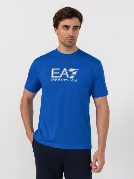Футболка Мужской EA7 синий, размер 54, 56 Хлопок Повседневный Камбоджа купить c доставкой на ...