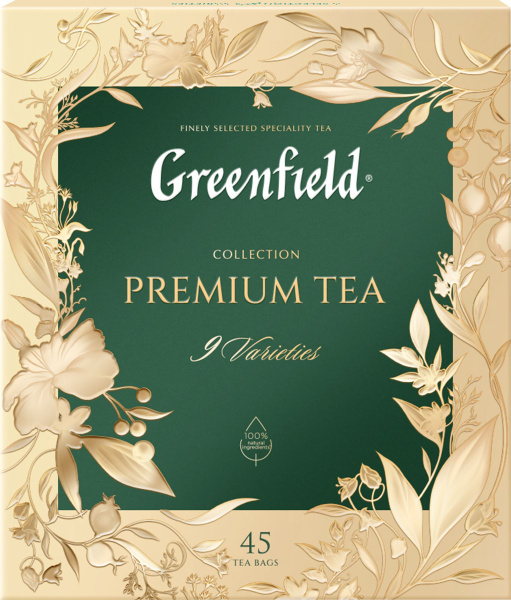 Чай GREENFIELD Premium Tea Collection мини-ассорти 9 видов, 45пак ...