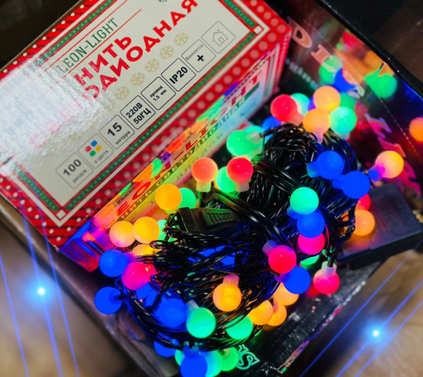 гирлянда нить на елку 15 метров светодиодная 2025/новогодние гирлянды ...