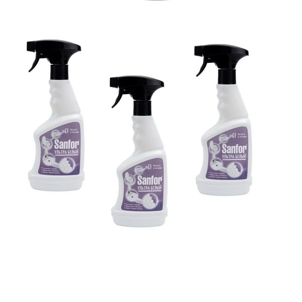 Характеристики Спрей для уборки Sanfor Универсал, отбеливающий, Ультра белый, 500 мл, 3 шт ...