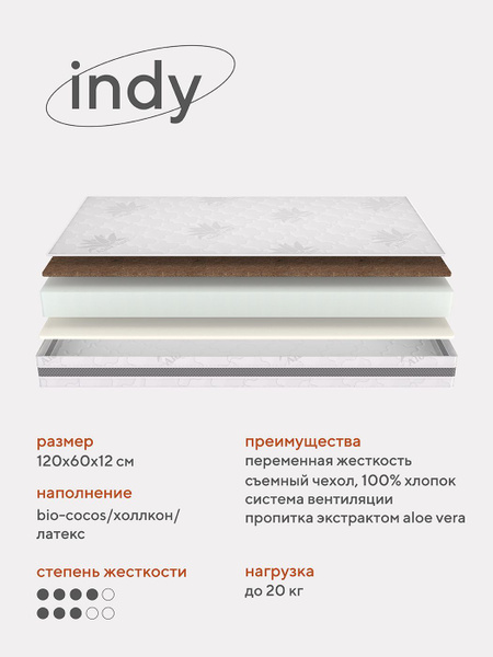 Матрас в кроватку Rant Indy 120x60x12, Беспружинный, 60x120 см купить c доставкой на OZON по ...