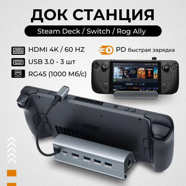Док станция Steam Deck TAYMLUX HC-86A, зарядное устройство для стим дек ...