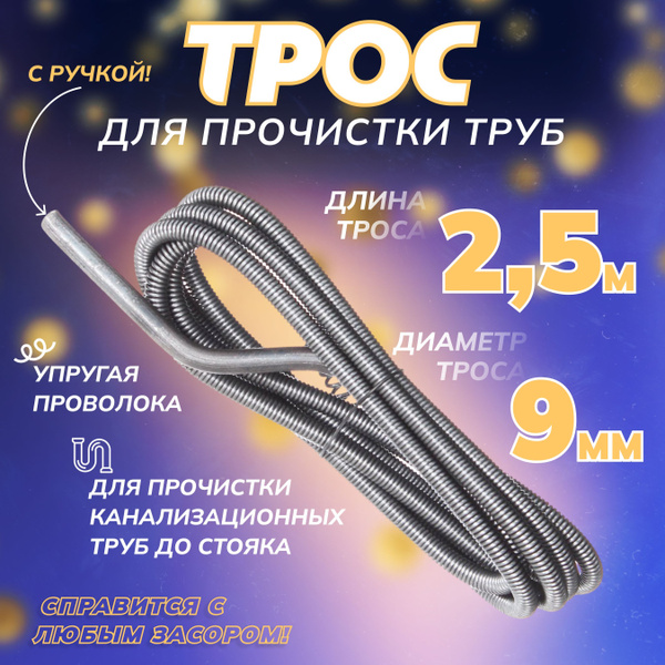 Трос сантехнический. Канализационный трос для прочистки труб и ...