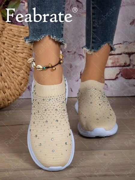 Кроссовки Женский Feabrate, размер 38 На любой сезон Без застёжки Без каблука Стразы купить c ...