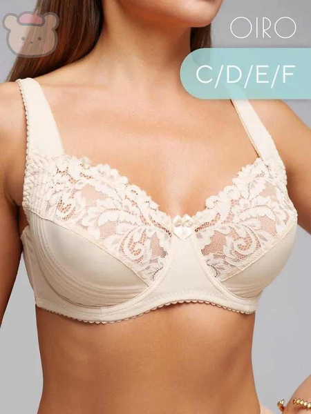 Бюстгальтер Женский OIRO мягкая чашка на каркасе, на косточках, размер 90E бежевый Нейлон ...