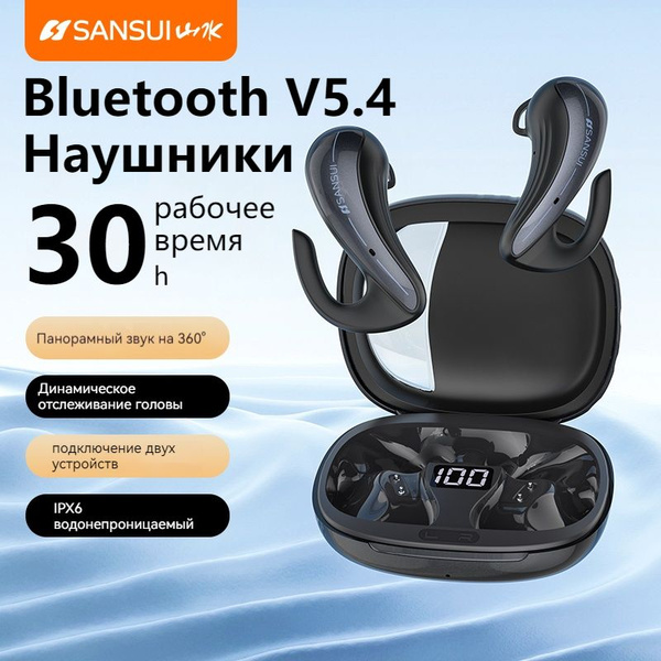 Спортивная Bluetooth-гарнитура SANSUI T18 с шумоподавлением NC, 30 часов автономной работы ...