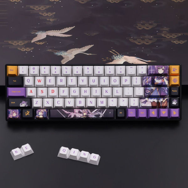Комплект кейкапов для темы Genshin Impact Keqing/ PBT Keycaps 139 Клавиш / Кейкапы для ...