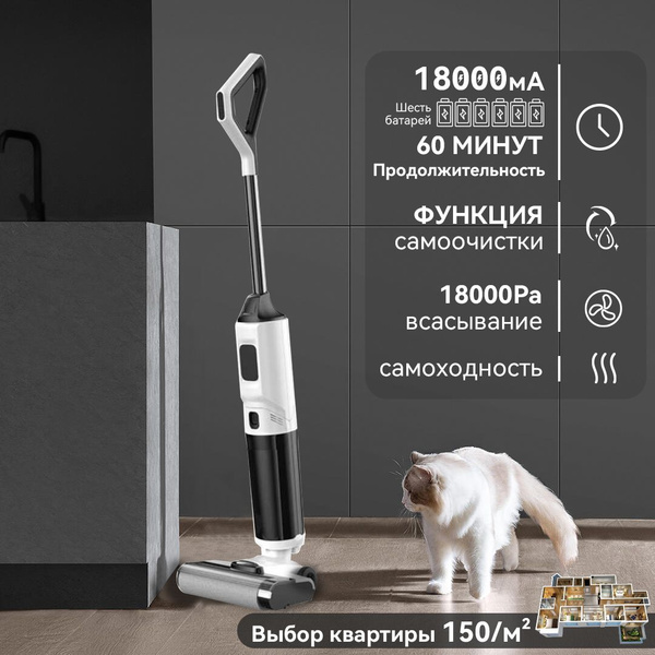 Моющий пылесос беспроводной вертикальный для дома с функцией ...