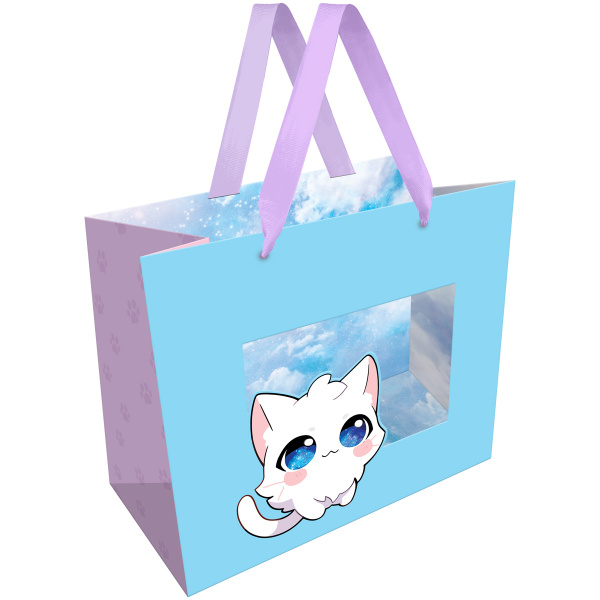 Пакет подарочный Meshu 23х18х10 см "Sky kitten", фольга, выборочный лак, матовая ламинация ...