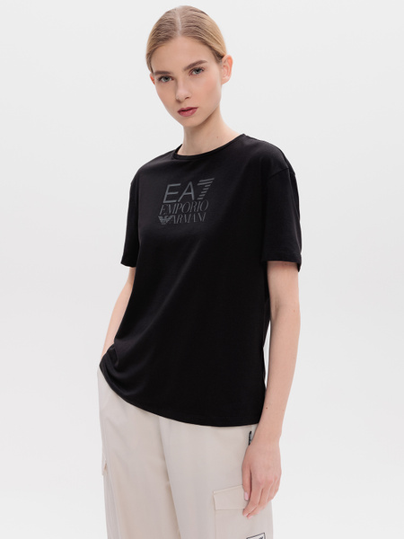 Футболка Женский EA7 черный, размер 44, 46 Полиэстер, Хлопок Повседневный Китай купить c ...