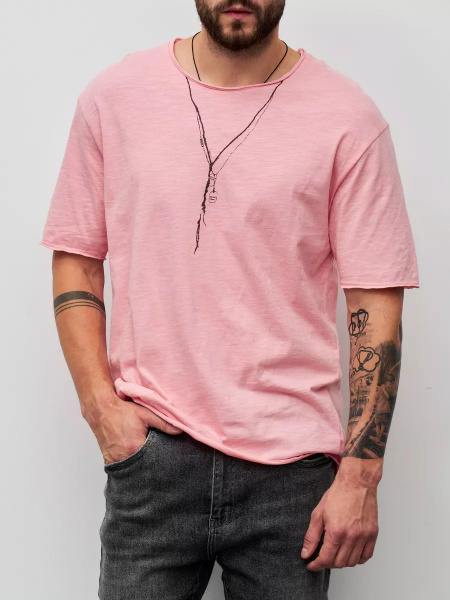 Футболка Мужской Bronks розовый Короткий, размер 48, 50 Хлопок ...