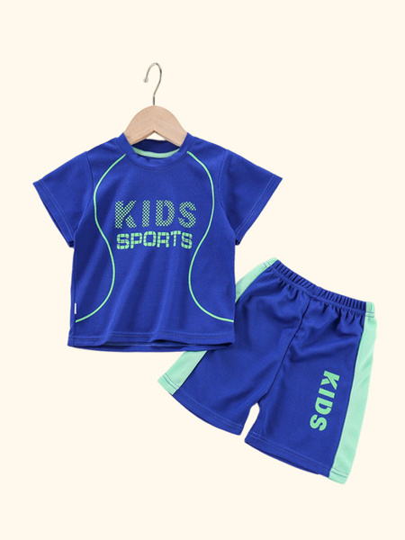 Твинсет Девочки, Мальчики BCATON бриллиантово-синий Политекс, размер 130 облегающий Короткий ...