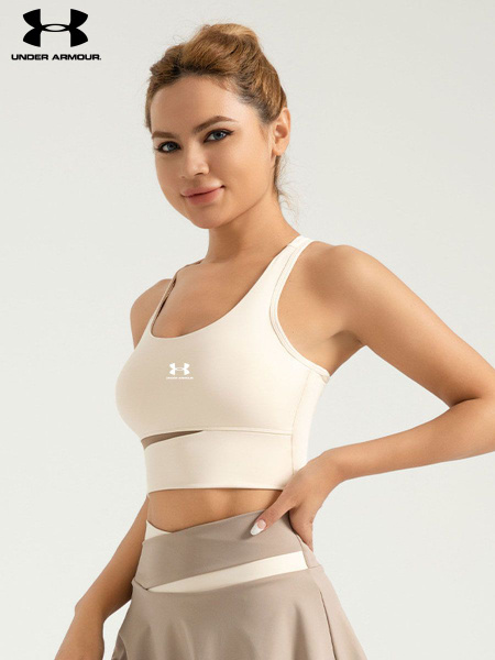 Топ Женский Under Armour белый, размер 50, 52 Лавсан, Спандекс Без рукавов Спортивный Открытая ...