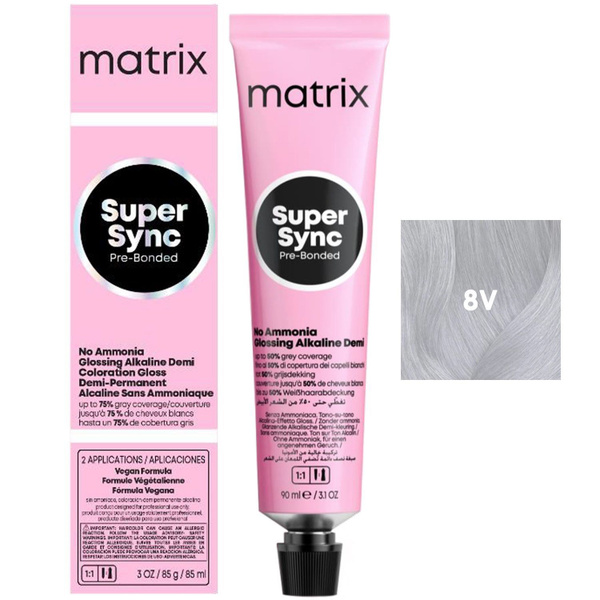 Matrix Деми-перманентный краситель для волос Super Sync Pre-Bonded, 8V ...