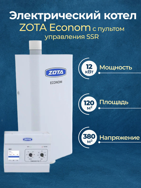 Электрический котел Zota Econom комплект с пультом управления SSR 12 кВт купить на OZON по ...